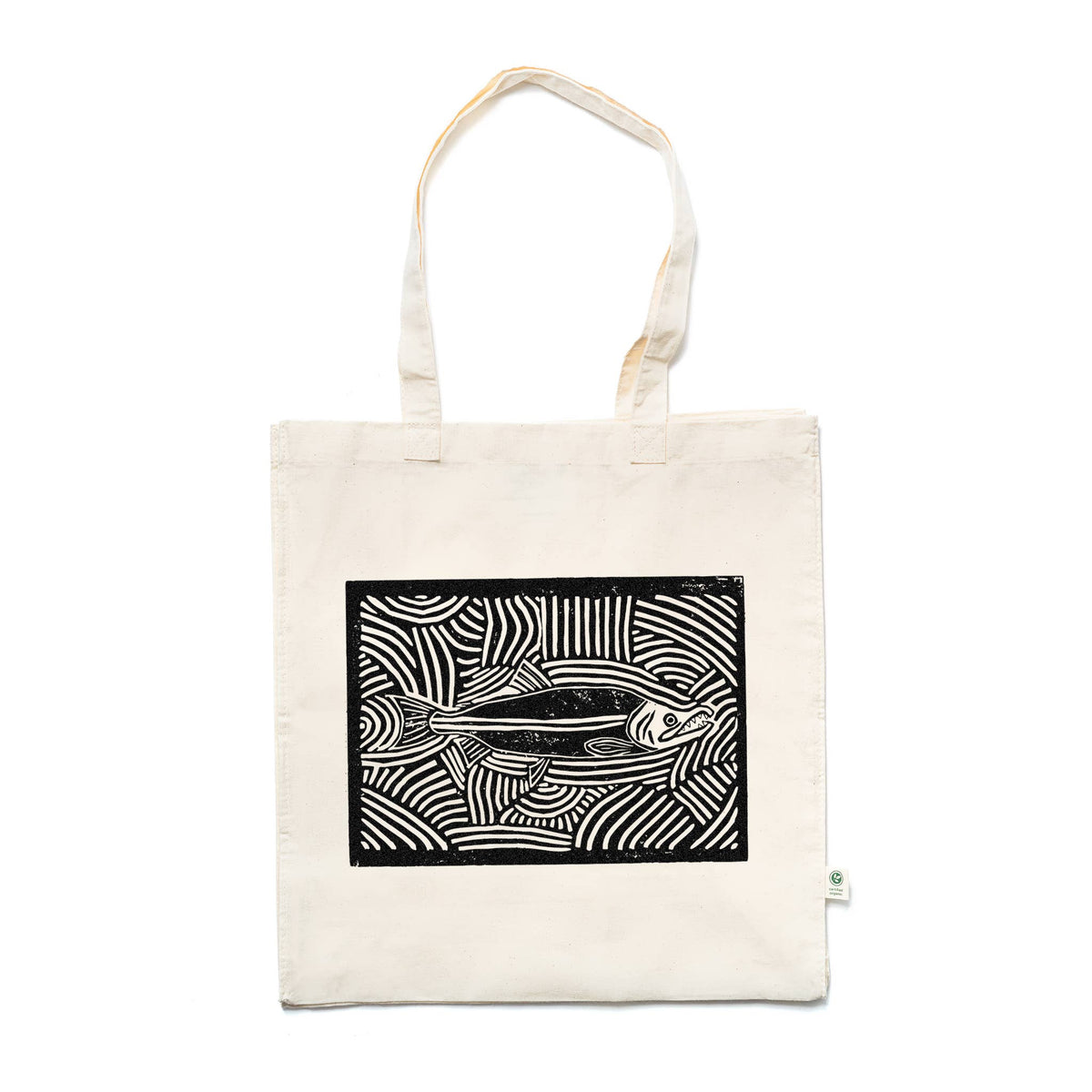Salmon Block Print Organic Cotton Tote Bag